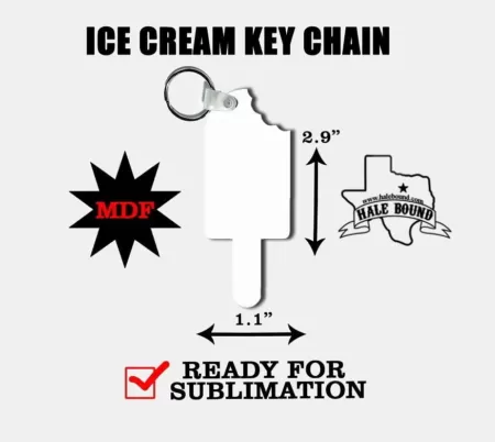 ICE CREAM SHAPE MDF KEYCHAIN