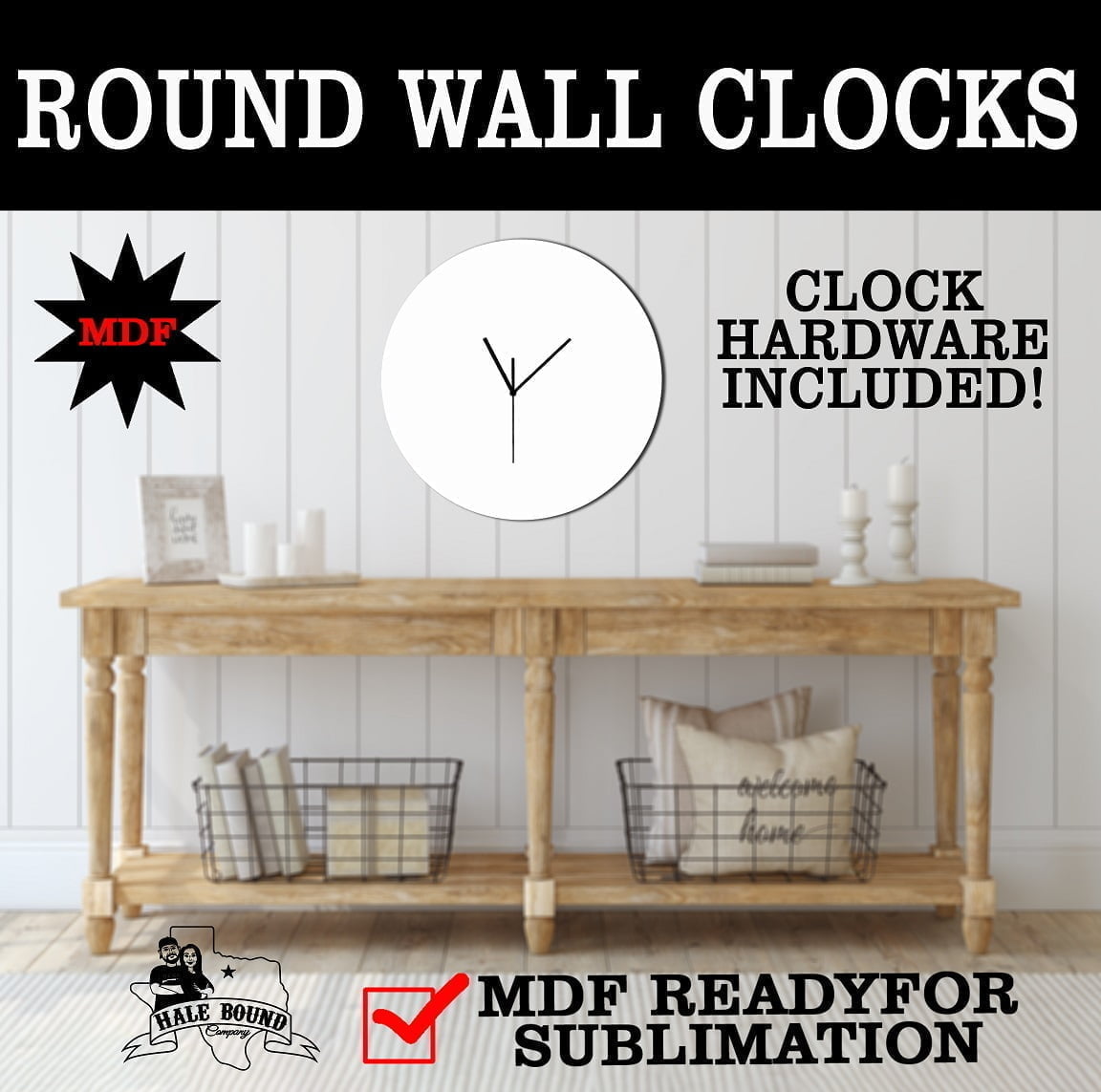 MDF ROUND WALL CLOCKS