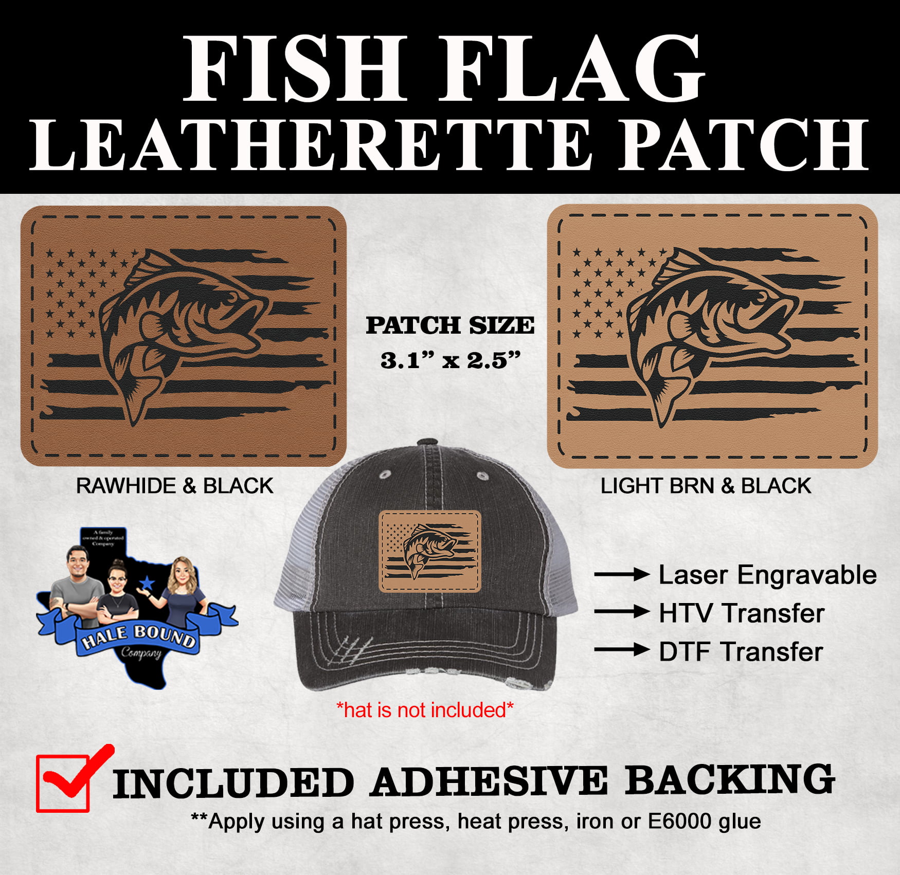 Hale Bound Company - FISH FLAG LEATHERETTE PATCH