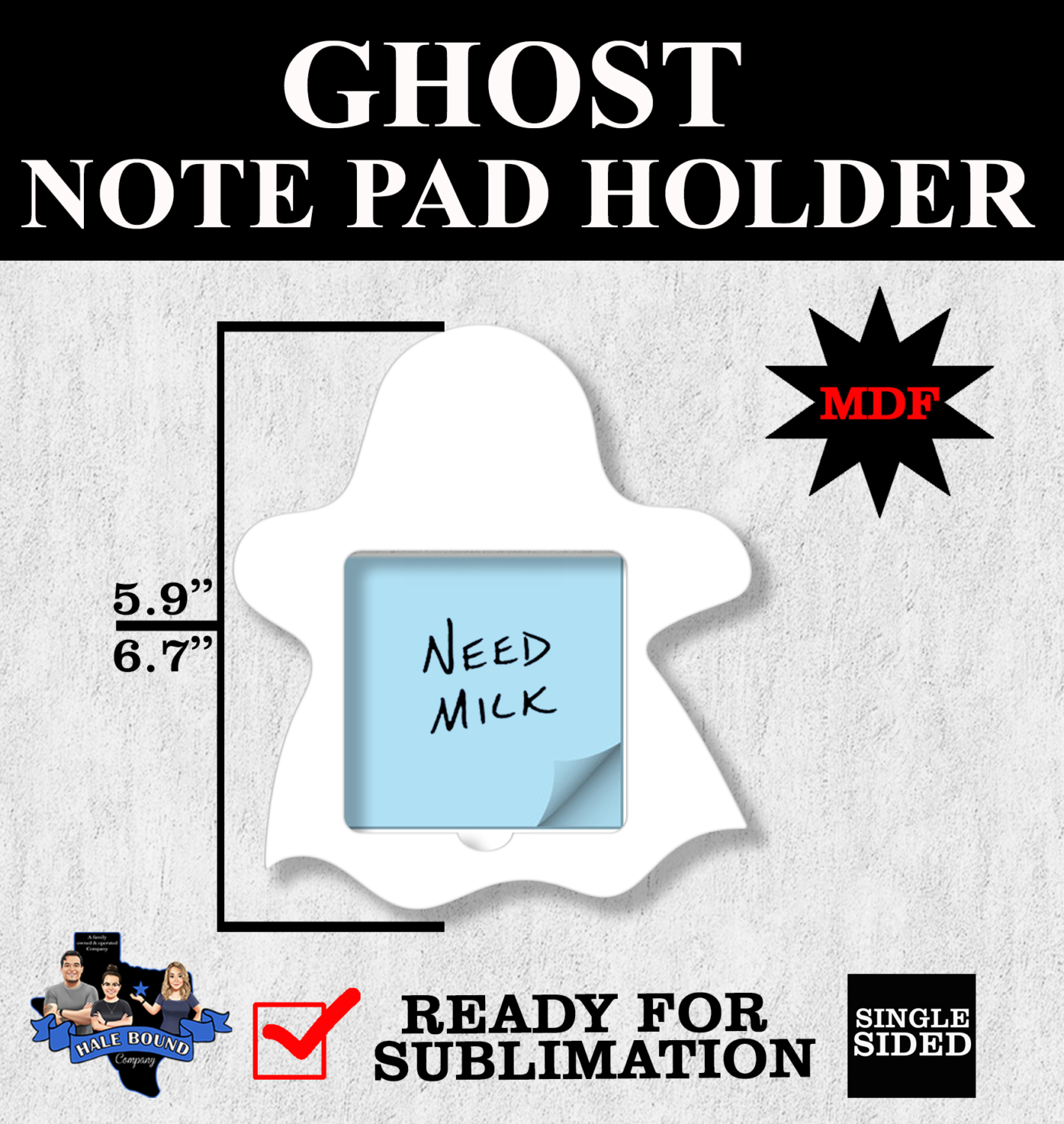 GHOST STICKY NOTEPAD HOLDER