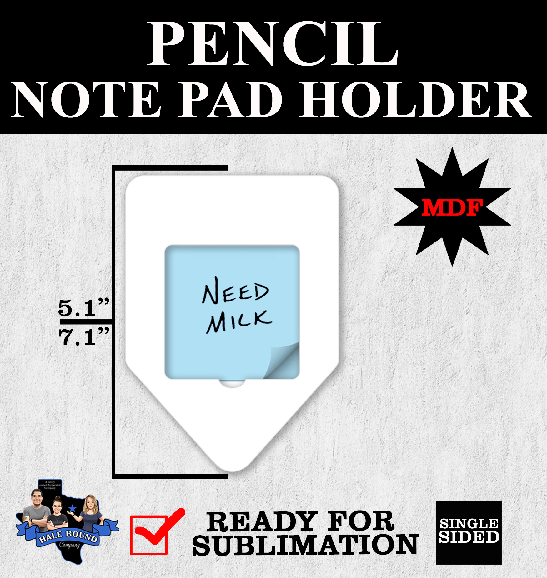 PENCIL STICKY NOTEPAD HOLDER