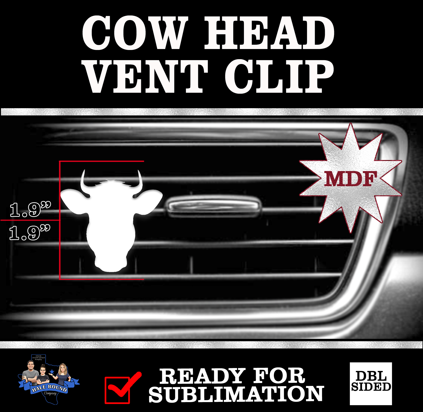 COW HEAD MDF CAR VENT FRESHENERS