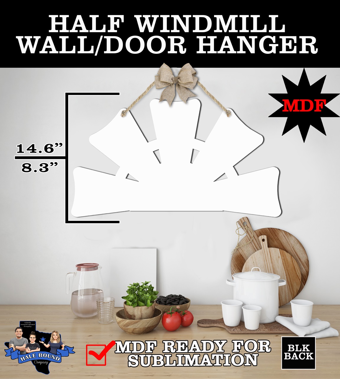 HALF WINDMILL WALL HANGER - BLANK FOR SUBLIMATION