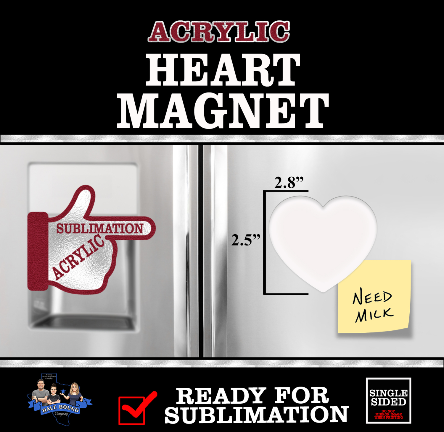HEART SUBLIMATION ACRYLIC MAGNETS